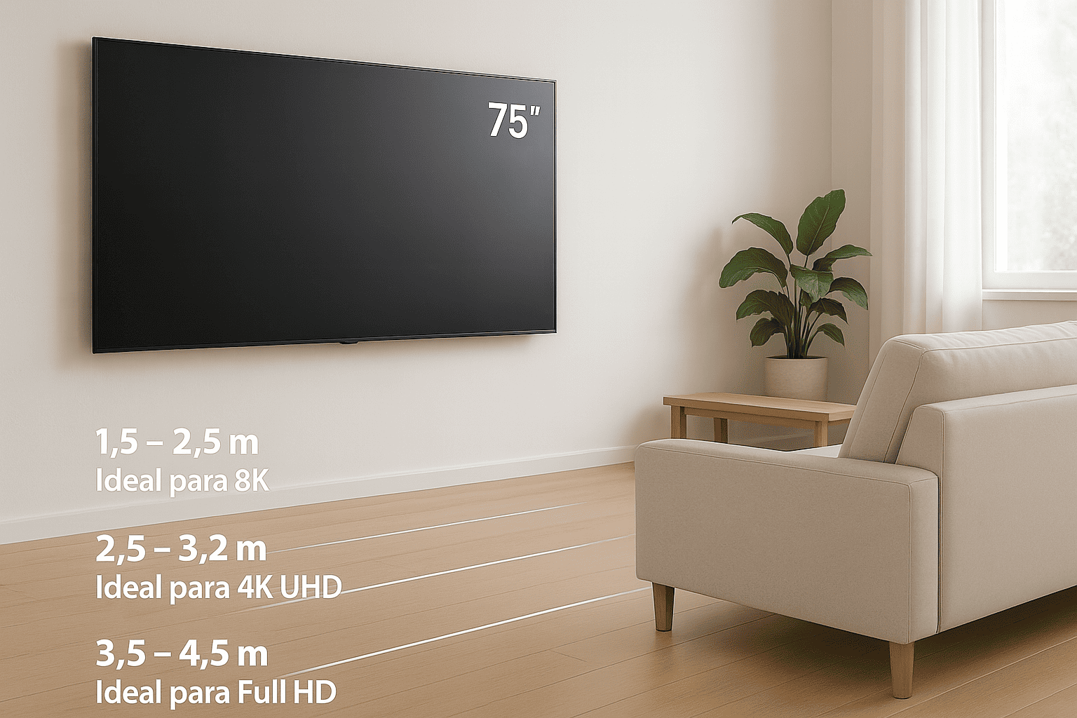 Medidas TV 75 pulgadas en cm | Guía y modelos 2025